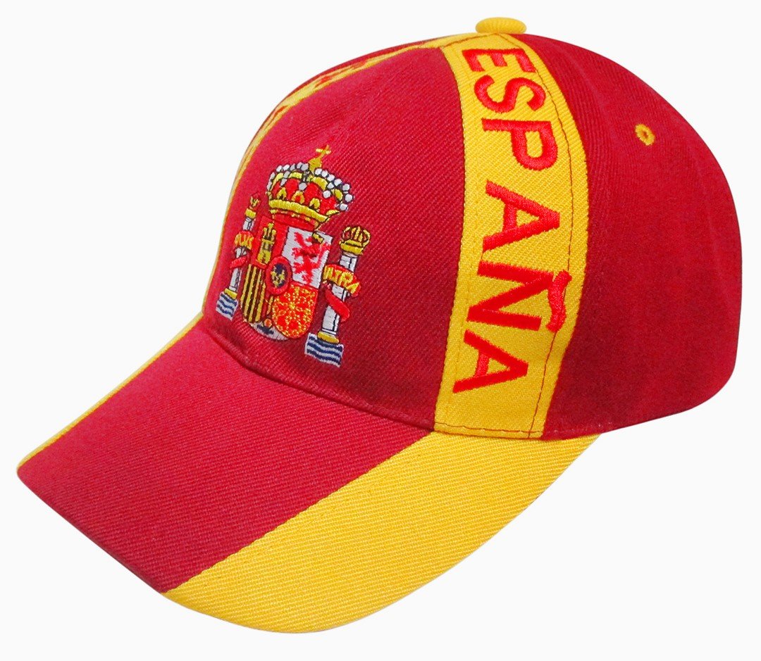 gorra roja unisex con escudo de España bordado en la parte frontal ...